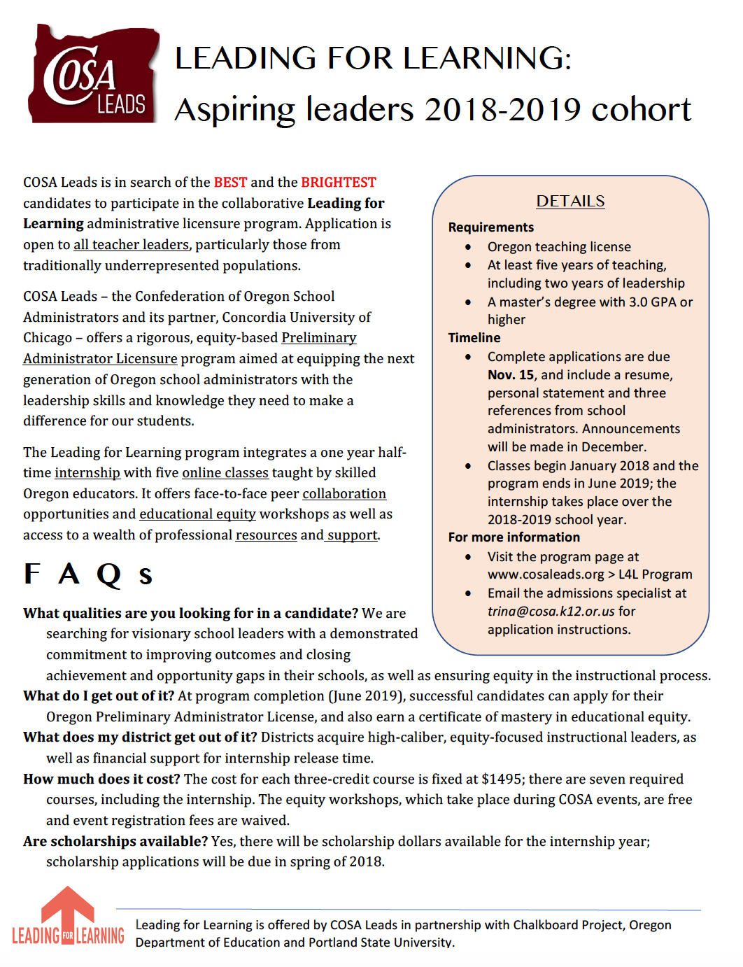 L4L Program | Confederation of Oregon School Administrators